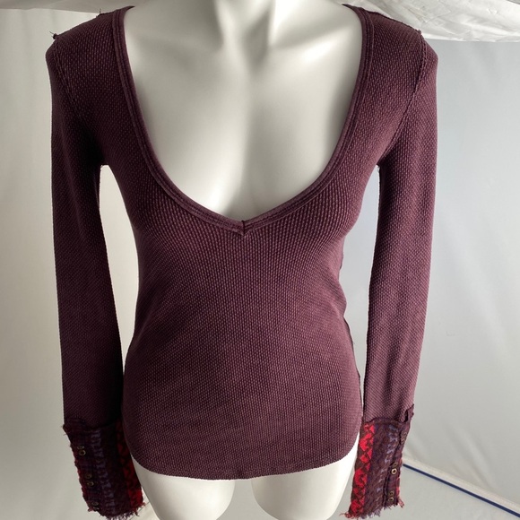 Free People | Tops | Free People Art School Cuff Boho Dark Purple ...